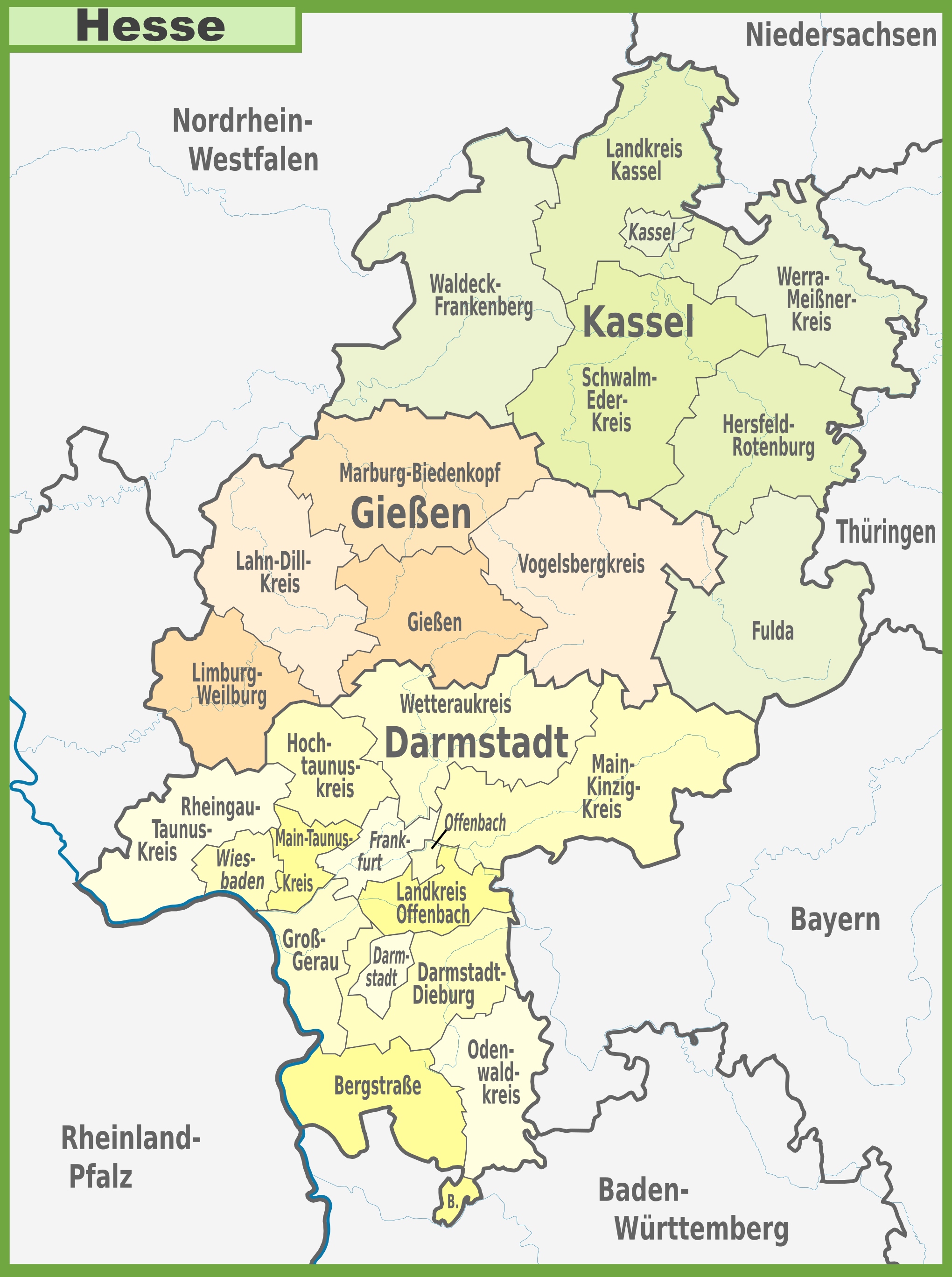 Administrative Divisions Map Of Hesse