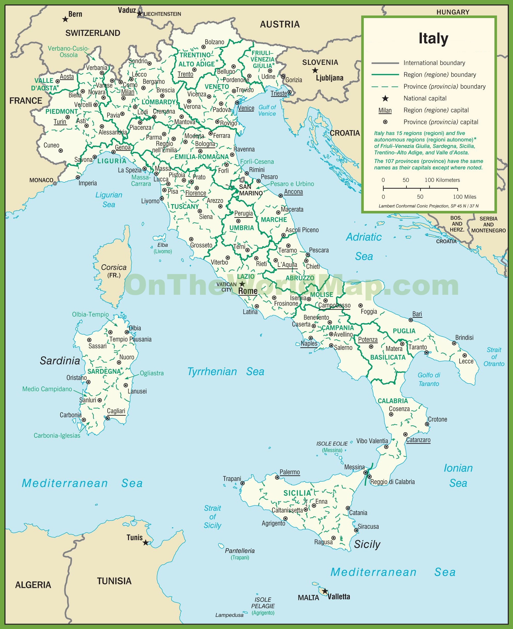 Italy Political Map Italy Political Map