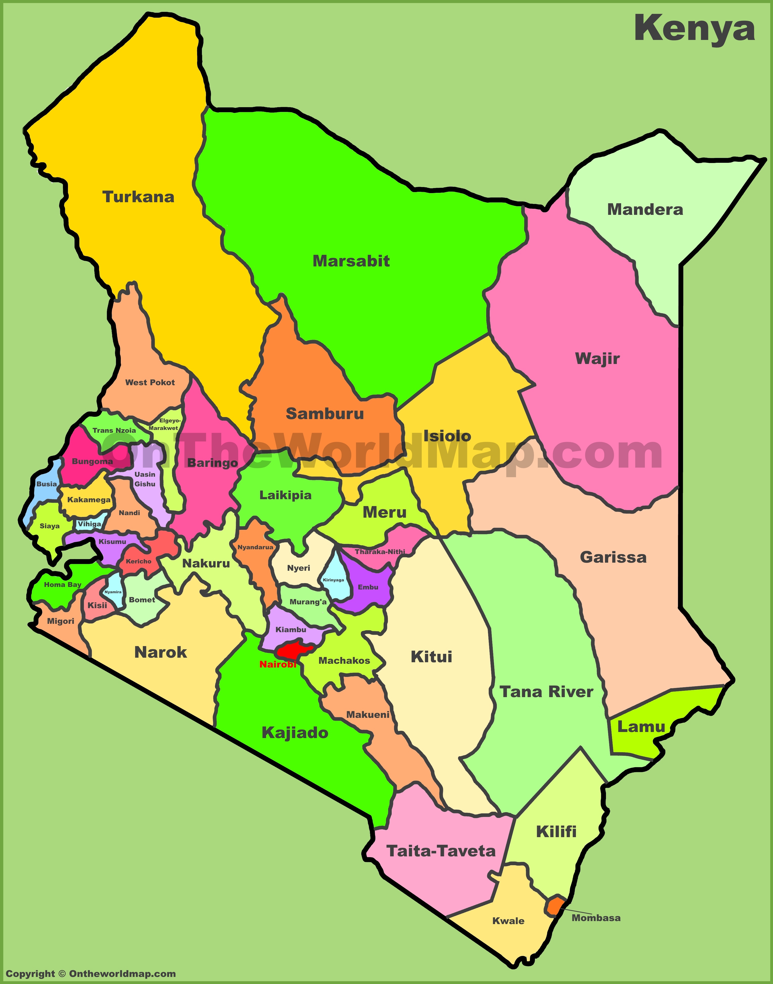 Administrative Map Of Kenya Counties Of Kenya 