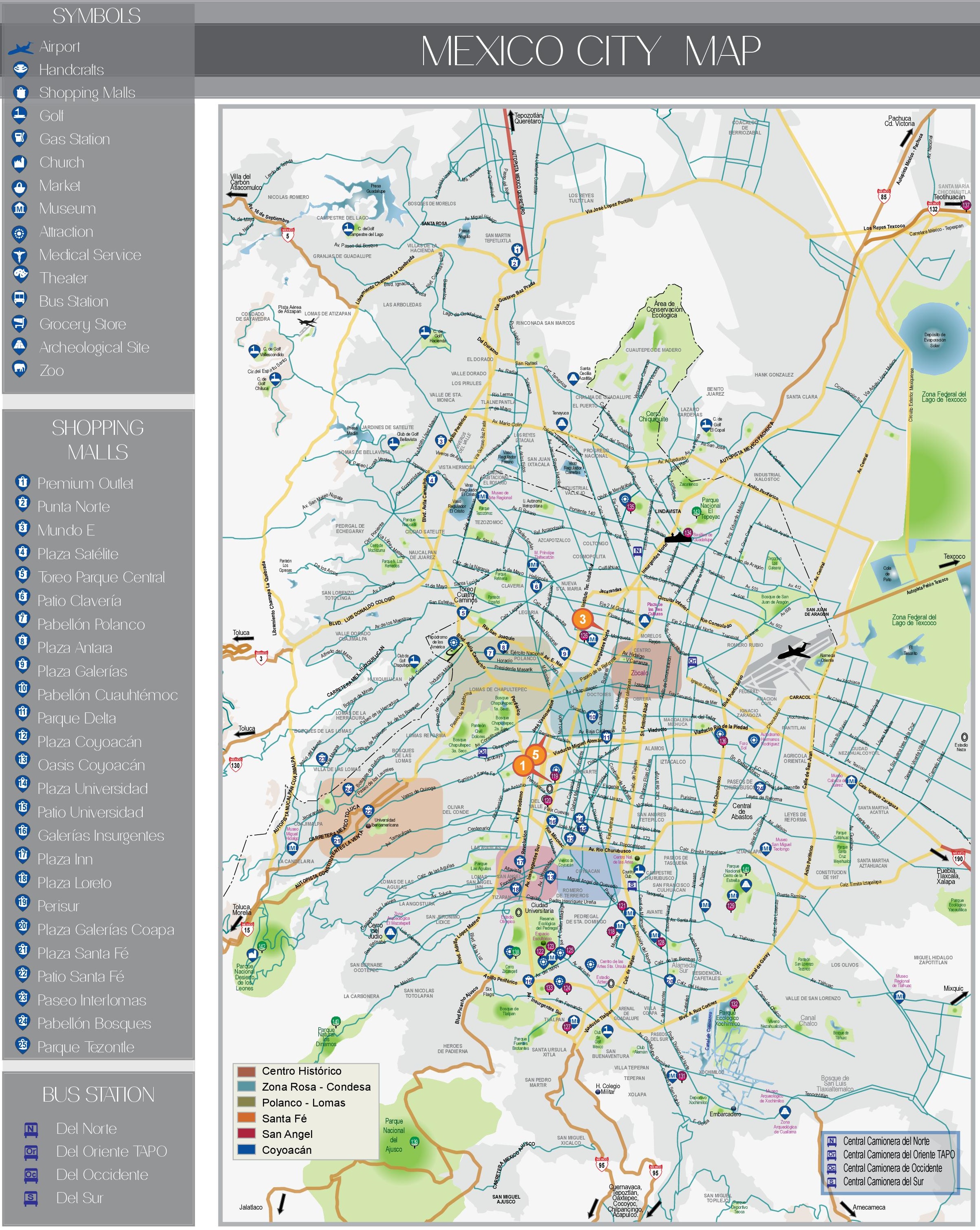 Mexico City Tourist Attractions Map
