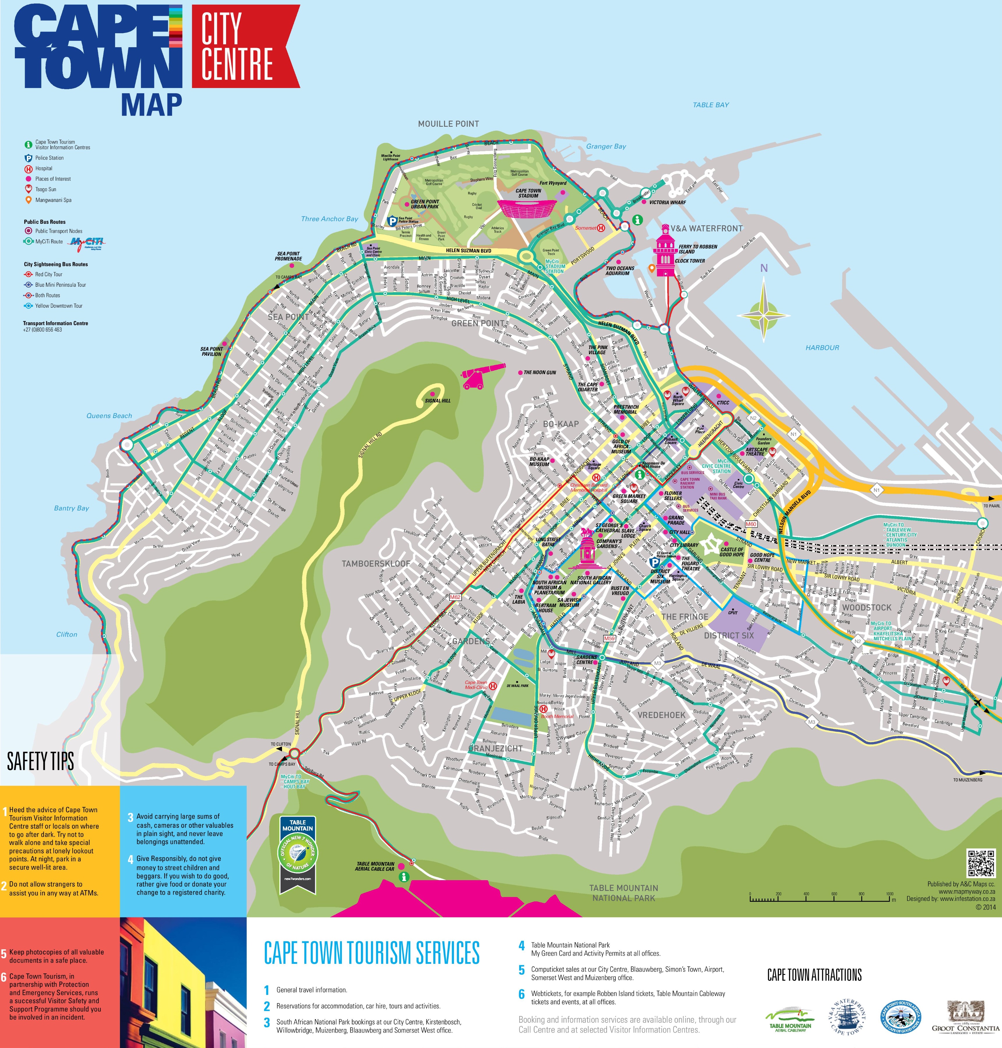 Cape Town city center map Cape Town city center map