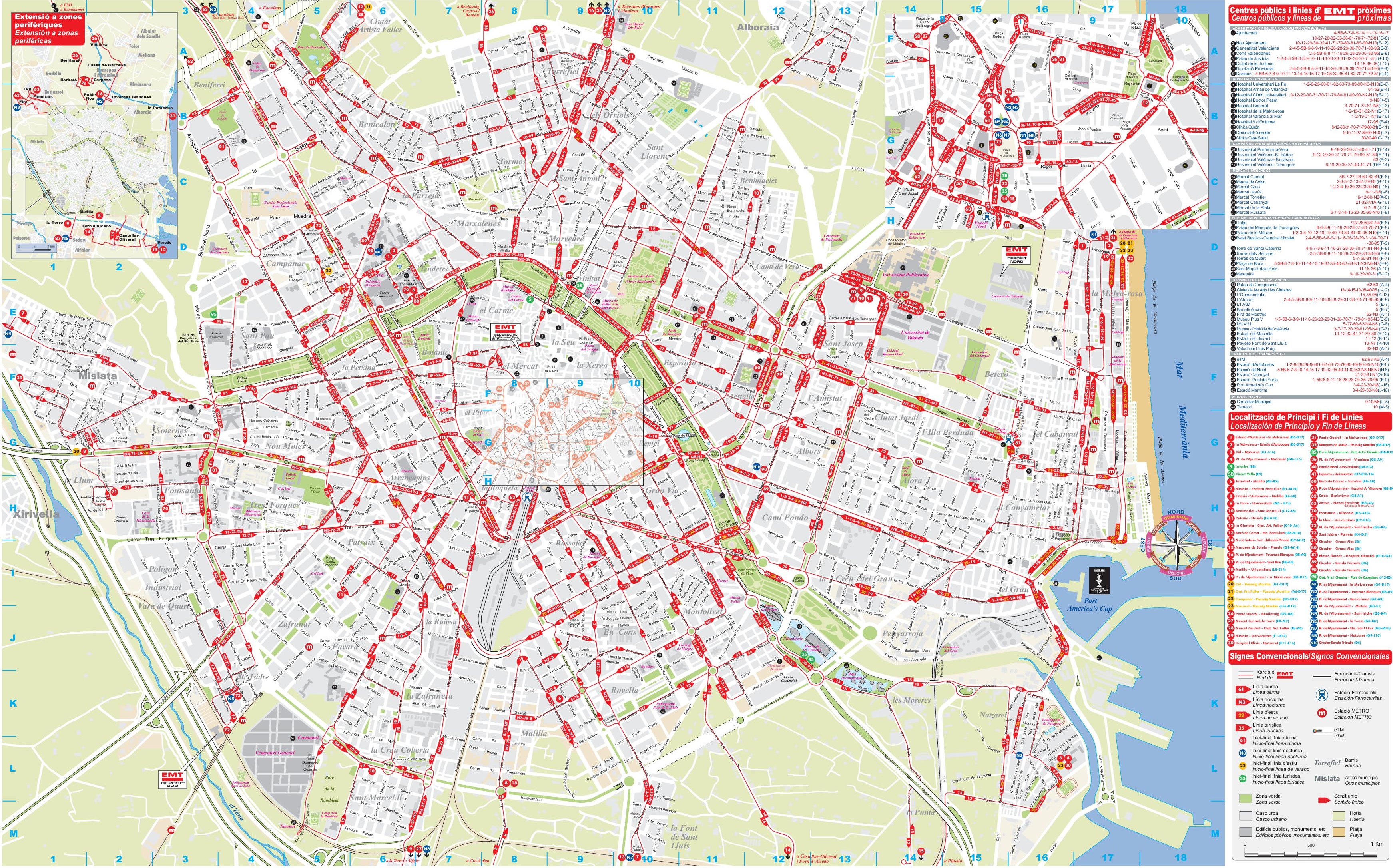 Valencia Bus Map