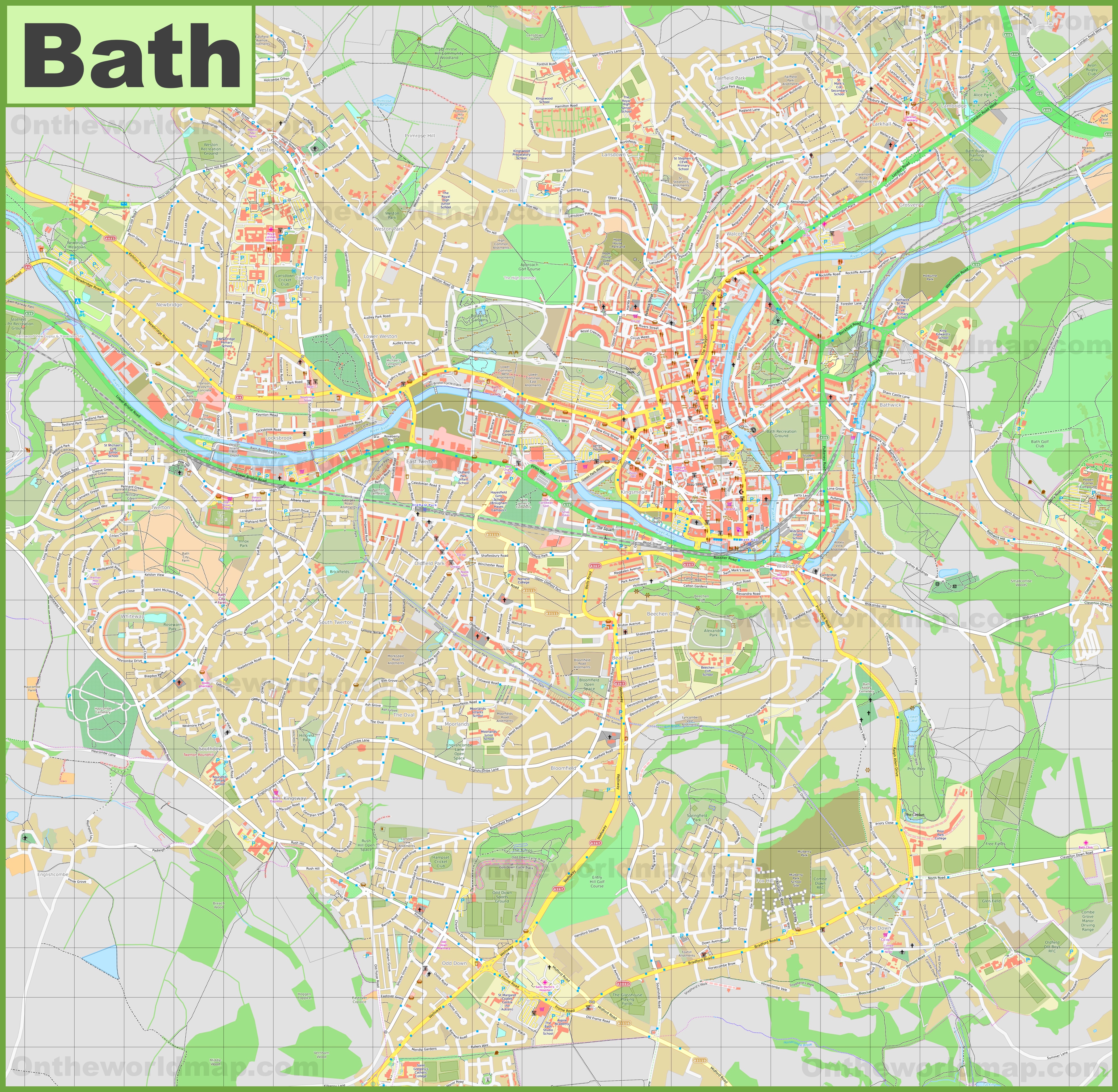 Detailed Map Of Bath Detailed Map Of Bath