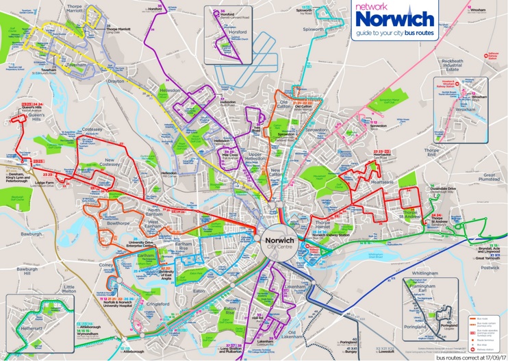 Norwich Bus Map Norwich Bus Map