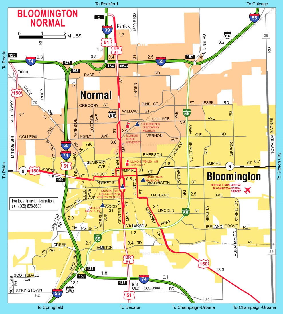 Map Of Bloomington Normal Illinois