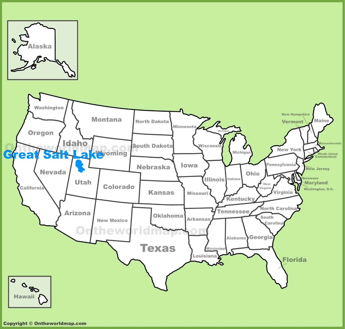 Great Salt Lake location on the U.S. Map Great Salt Lake location on the U.S. Map