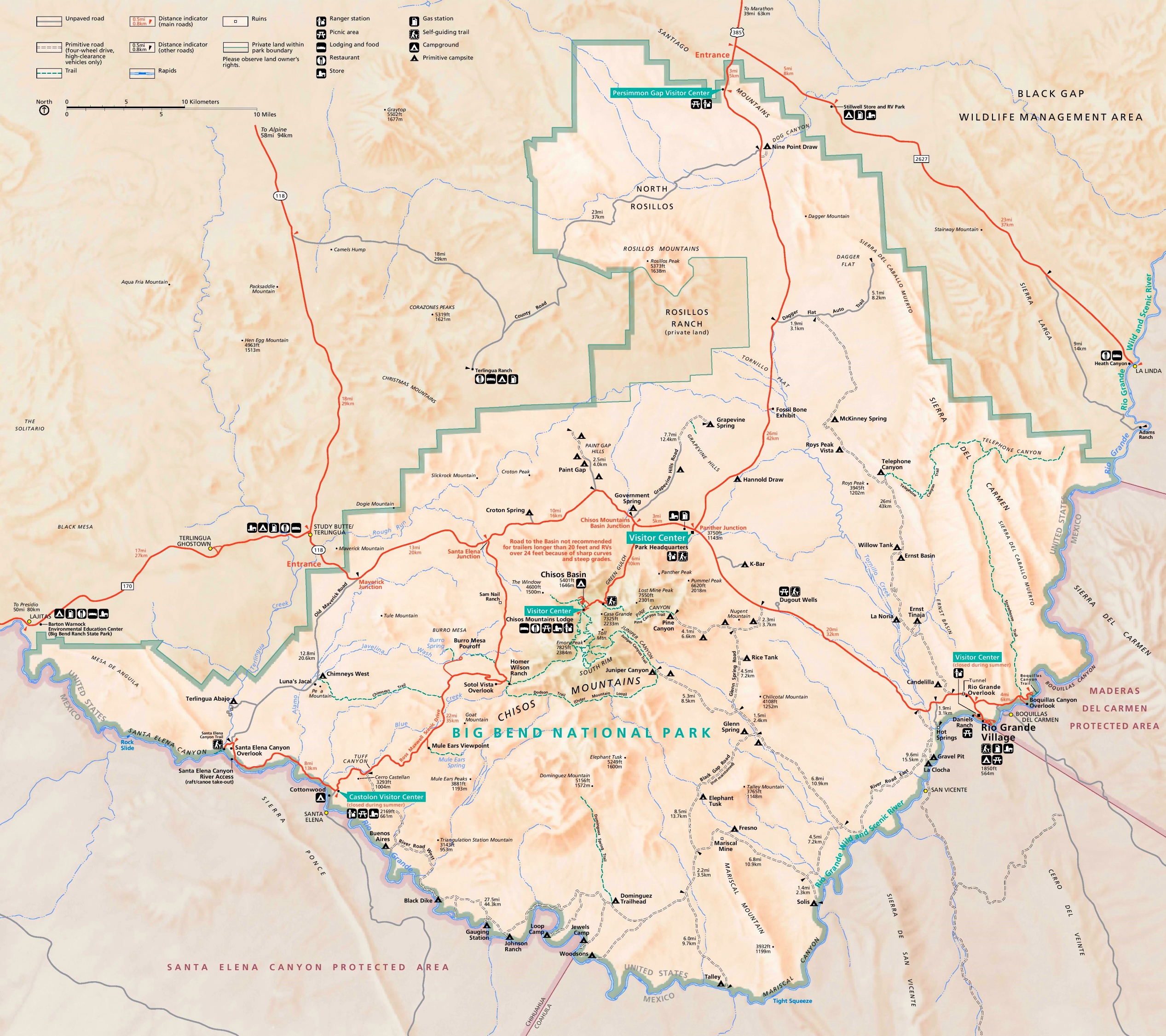 Big Bend National Park Lodging And Camping Map