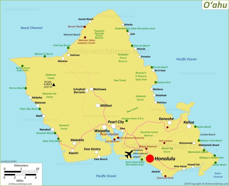Oahu Map Hawaii USA Map Of O ahu Island Oahu Map Hawaii USA Map Of O ahu Island