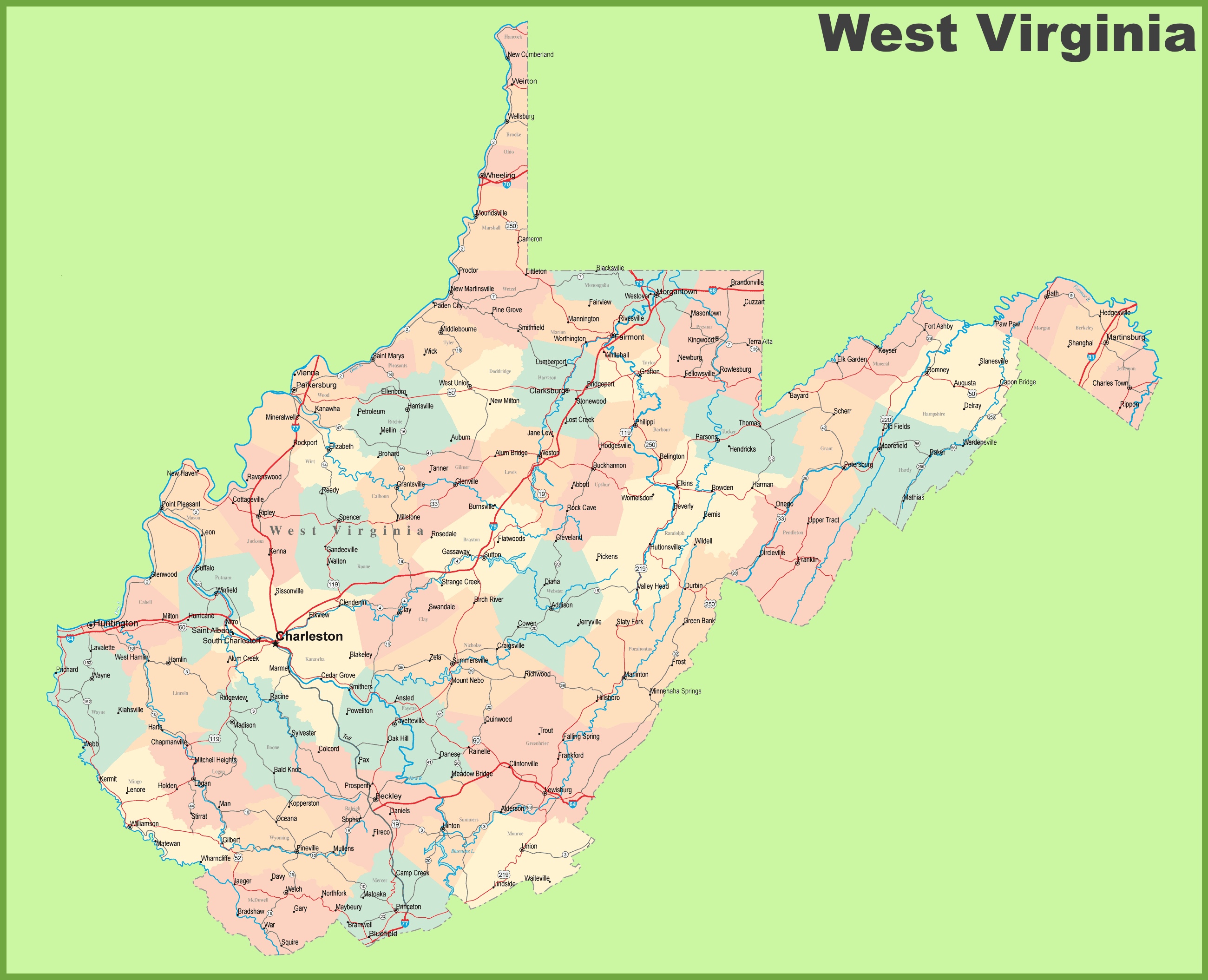 West Virginia State Map With Cities Zip Code Map West Virginia State Map With Cities Zip Code Map
