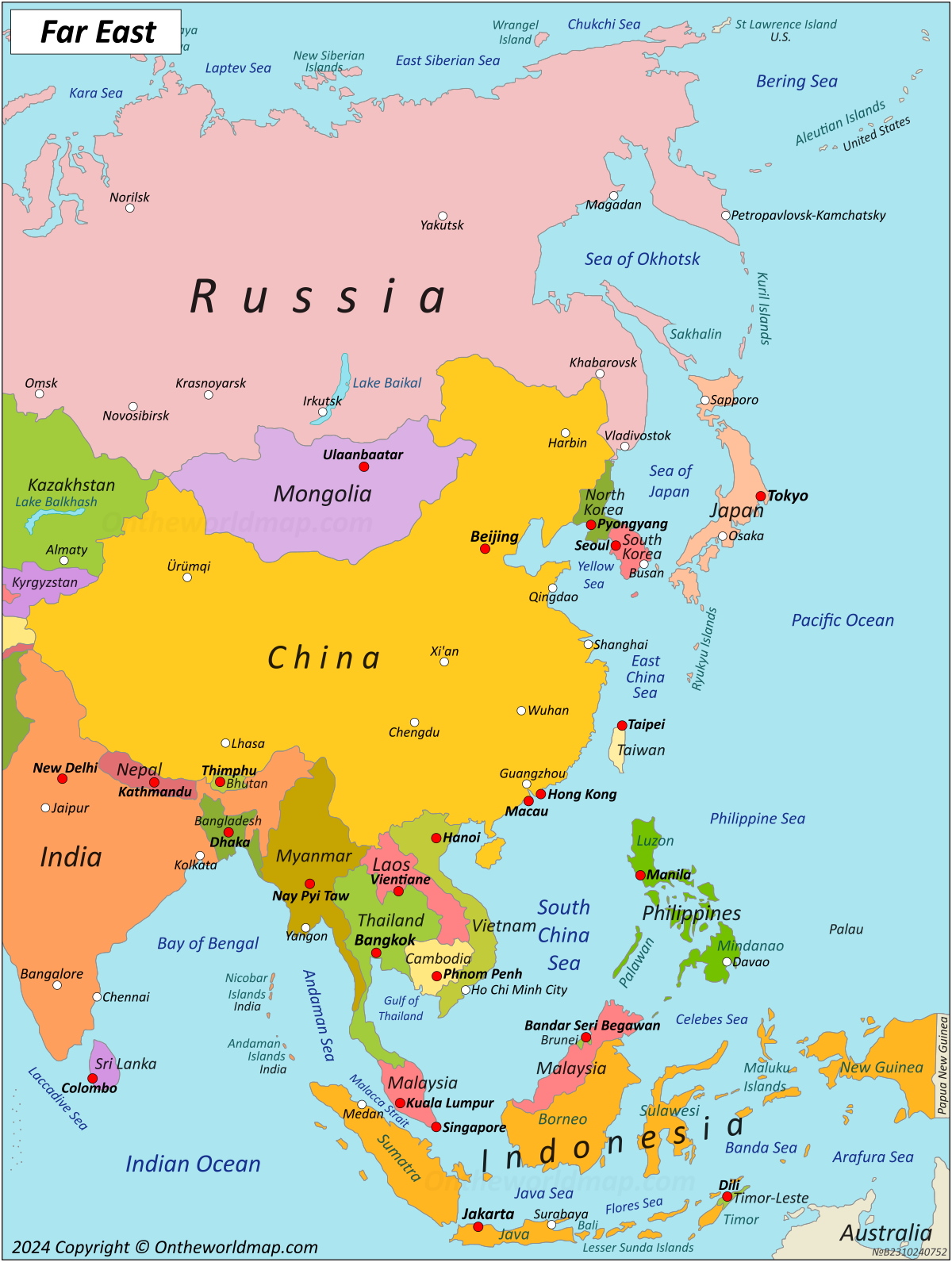 Map Of The Far East Asia Ontheworldmap Map Of The Far East Asia Ontheworldmap