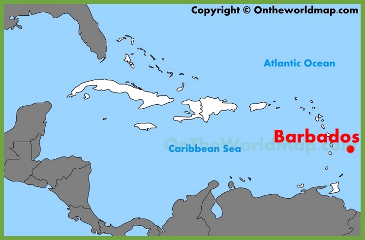 Barbados location on the Caribbean map