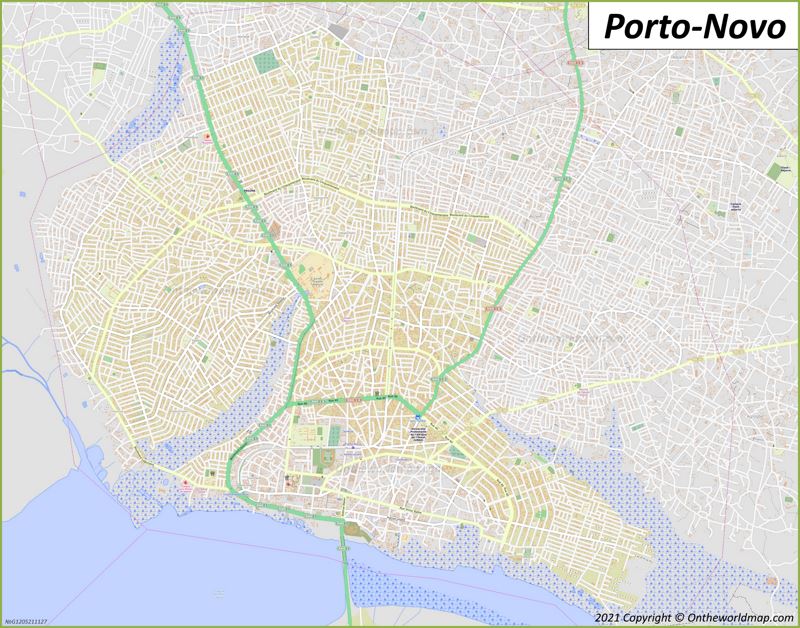 Porto-Novo Map | Benin | Detailed Maps of Porto-Novo (Hogbonu, Ajashe)