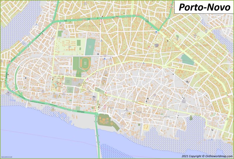 Porto-Novo Map | Benin | Detailed Maps of Porto-Novo (Hogbonu, Ajashe)