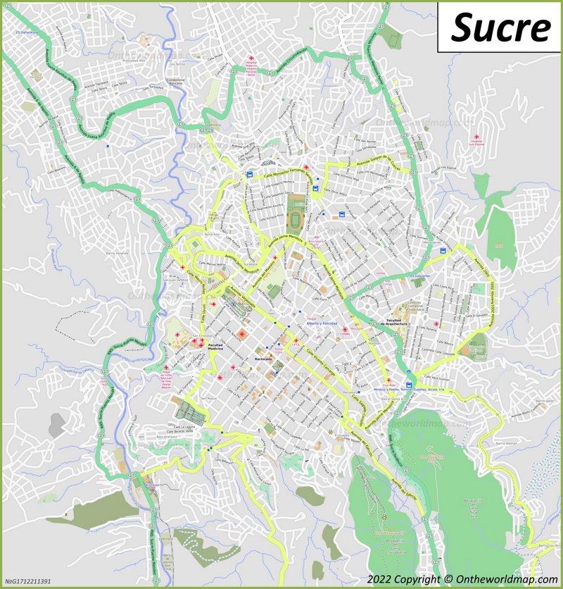 Mapa de Sucre | Bolivia | Mapas Detallados de Sucre