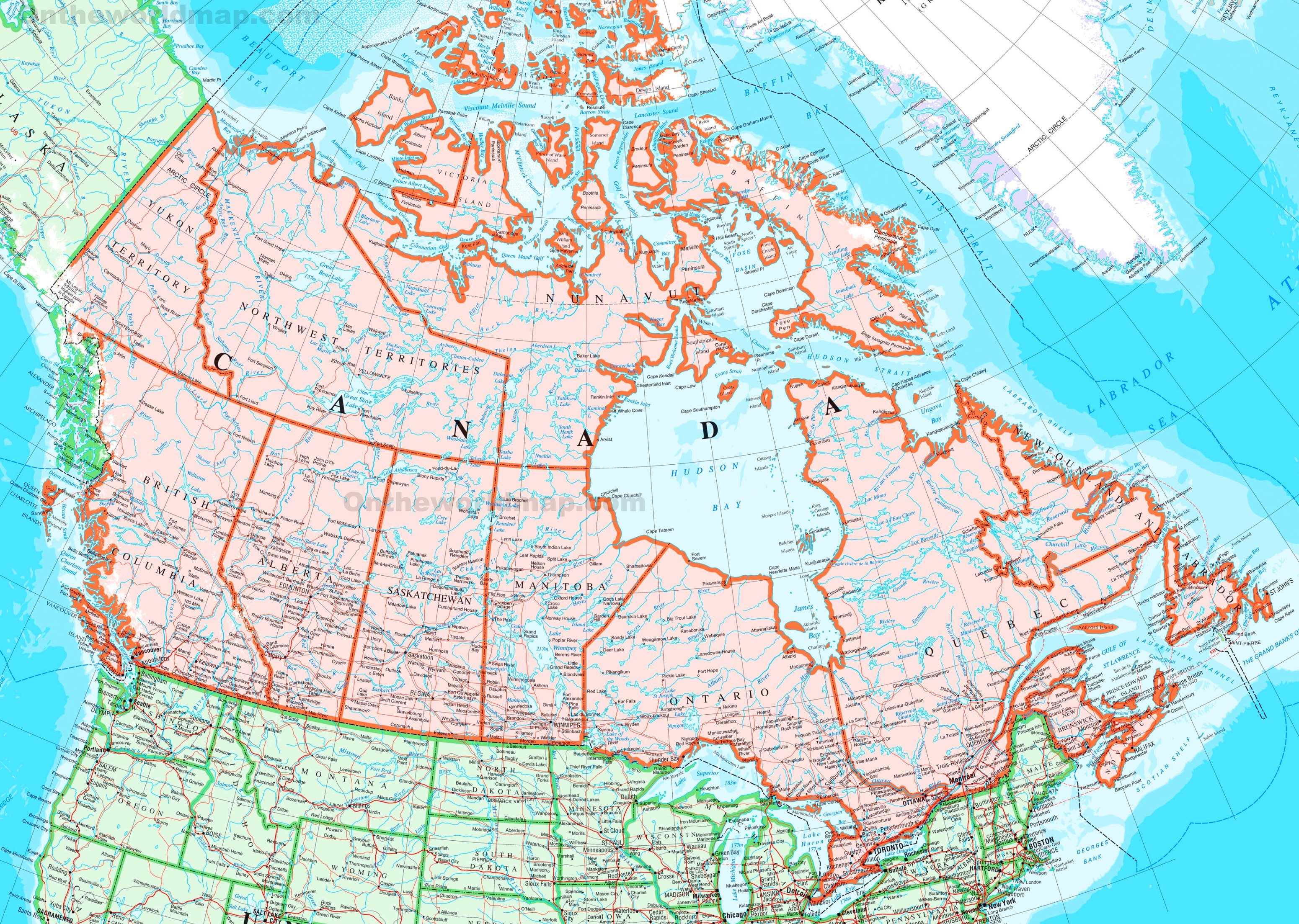Map Of Canada With Cities And Towns