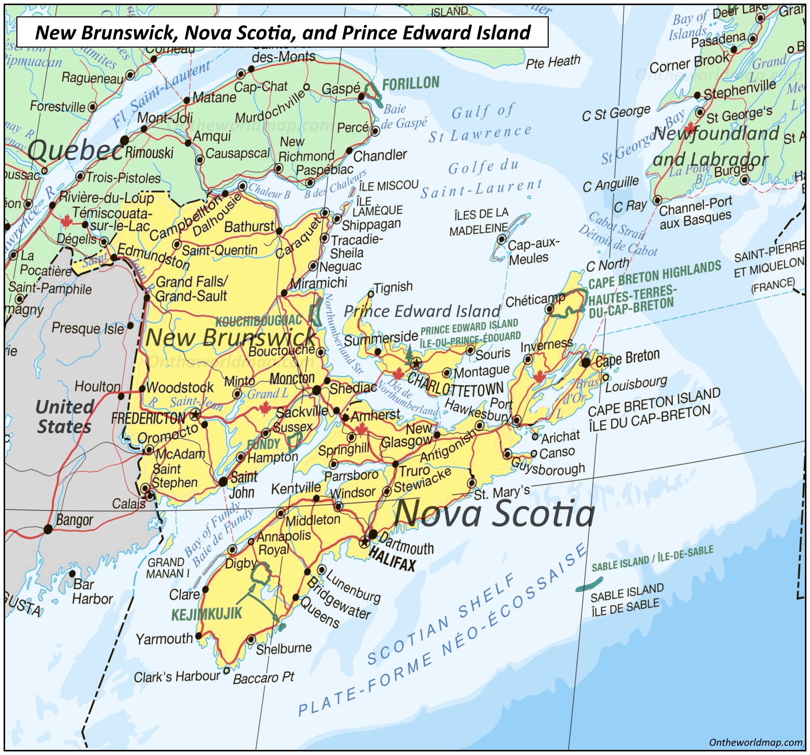 Map of New Brunswick, Nova Scotia, and Prince Edward Island ...
