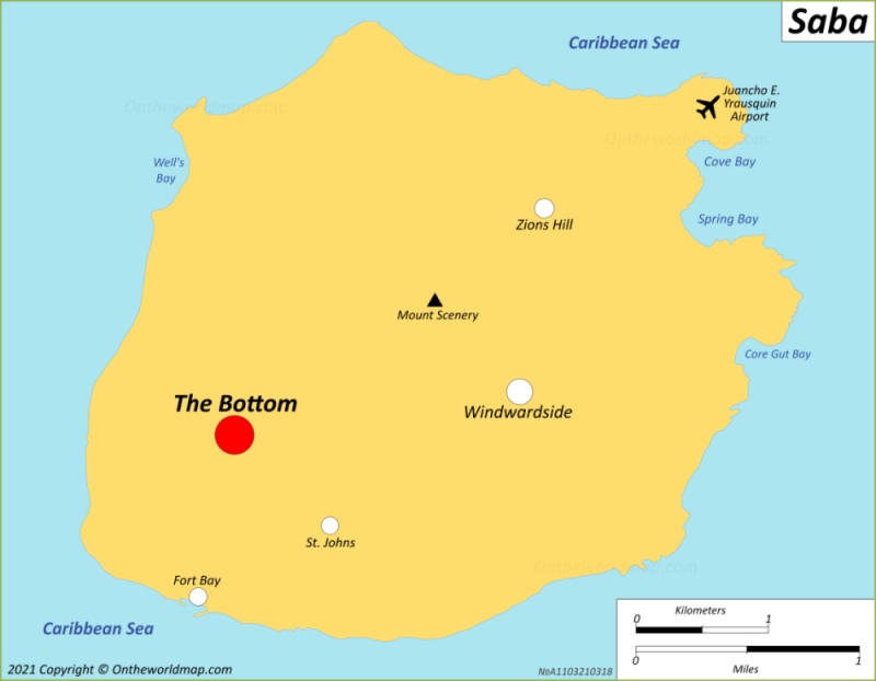 Saba Map | Caribbean Netherlands | Detailed Map of Saba Island