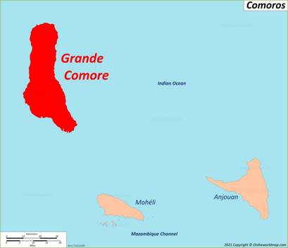 Grande Comore Map | Comoros | Detailed Maps of Grande Comore Island