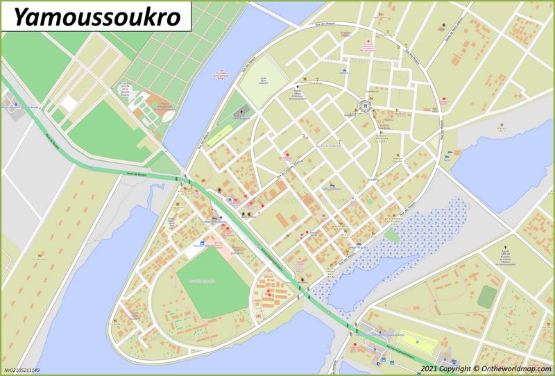 Yamoussoukro Map | Côte d'Ivoire | Detailed Maps of Yamoussoukro