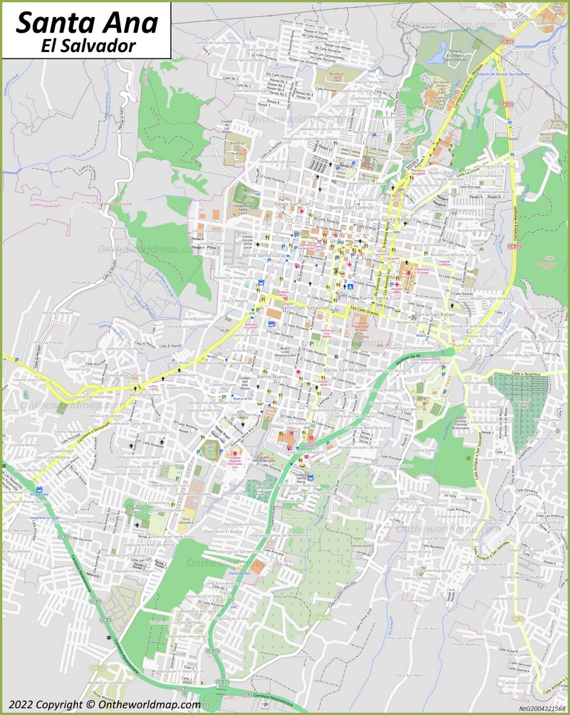 Santa Ana Map | El Salvador | Detailed Maps of Santa Ana