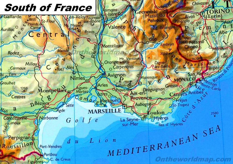 South Of France Map Ontheworldmap South Of France Map Ontheworldmap