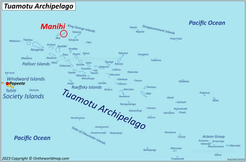 Manihi Map | French Polynesia | Detailed Maps of Manihi Island (Paeua)