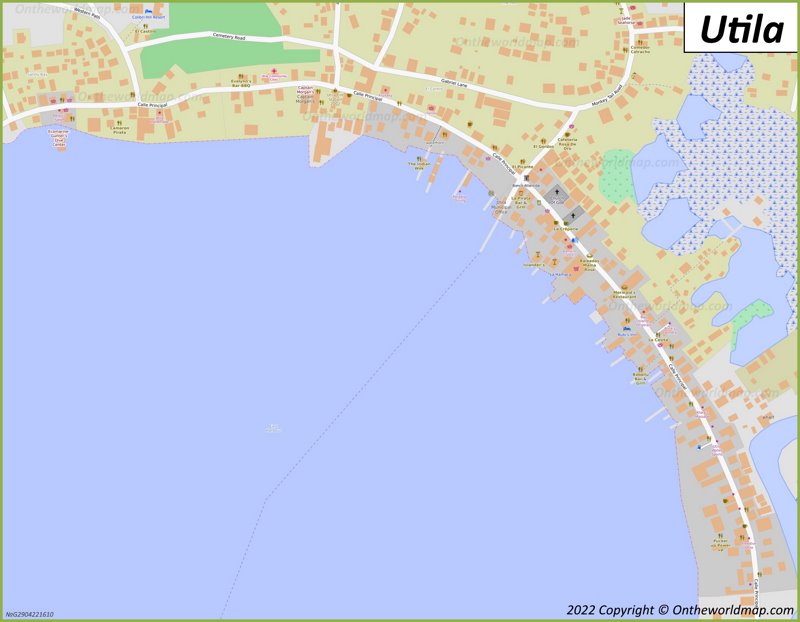 Utila Map | Honduras | Detailed Maps of Utila Island