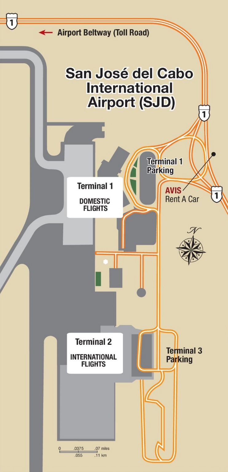 Los Cabos International Airport Map Ontheworldmap Los Cabos International Airport Map Ontheworldmap