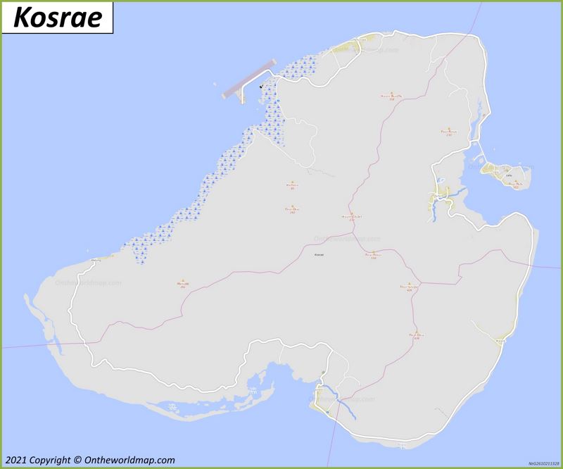 Kosrae Map | Micronesia | Detailed Maps of Kosrae Island