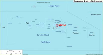Weno Map | Micronesia | Detailed Maps of Weno Island