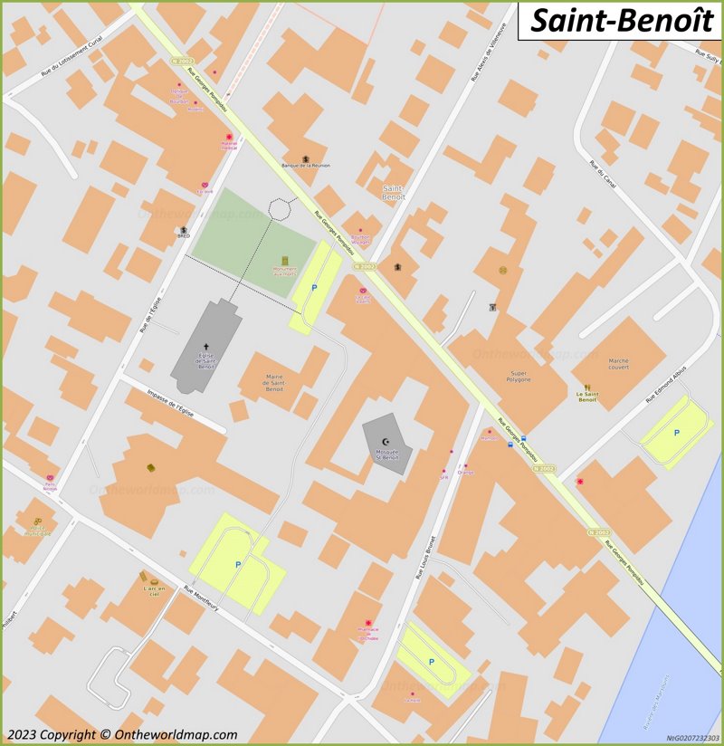 Saint-Benoît Map | Réunion | Detailed Maps of Saint-Benoît