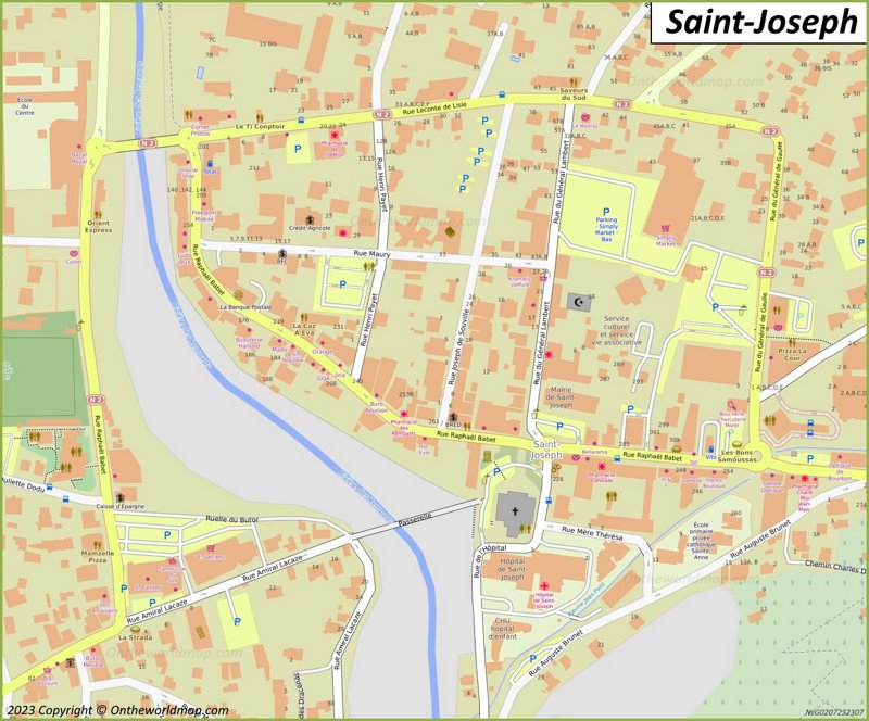 Saint-Joseph Map | Réunion | Detailed Maps of Saint-Joseph