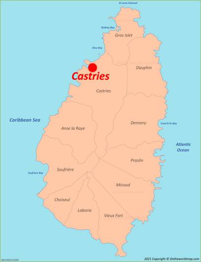 Castries Map | Saint Lucia | Detailed Maps of Castries