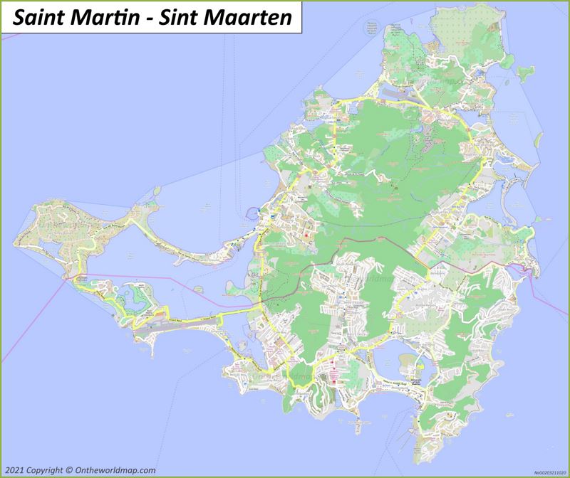 Saint Martin - Sint Maarten Map | France, Netherlands | Maps of Saint ...