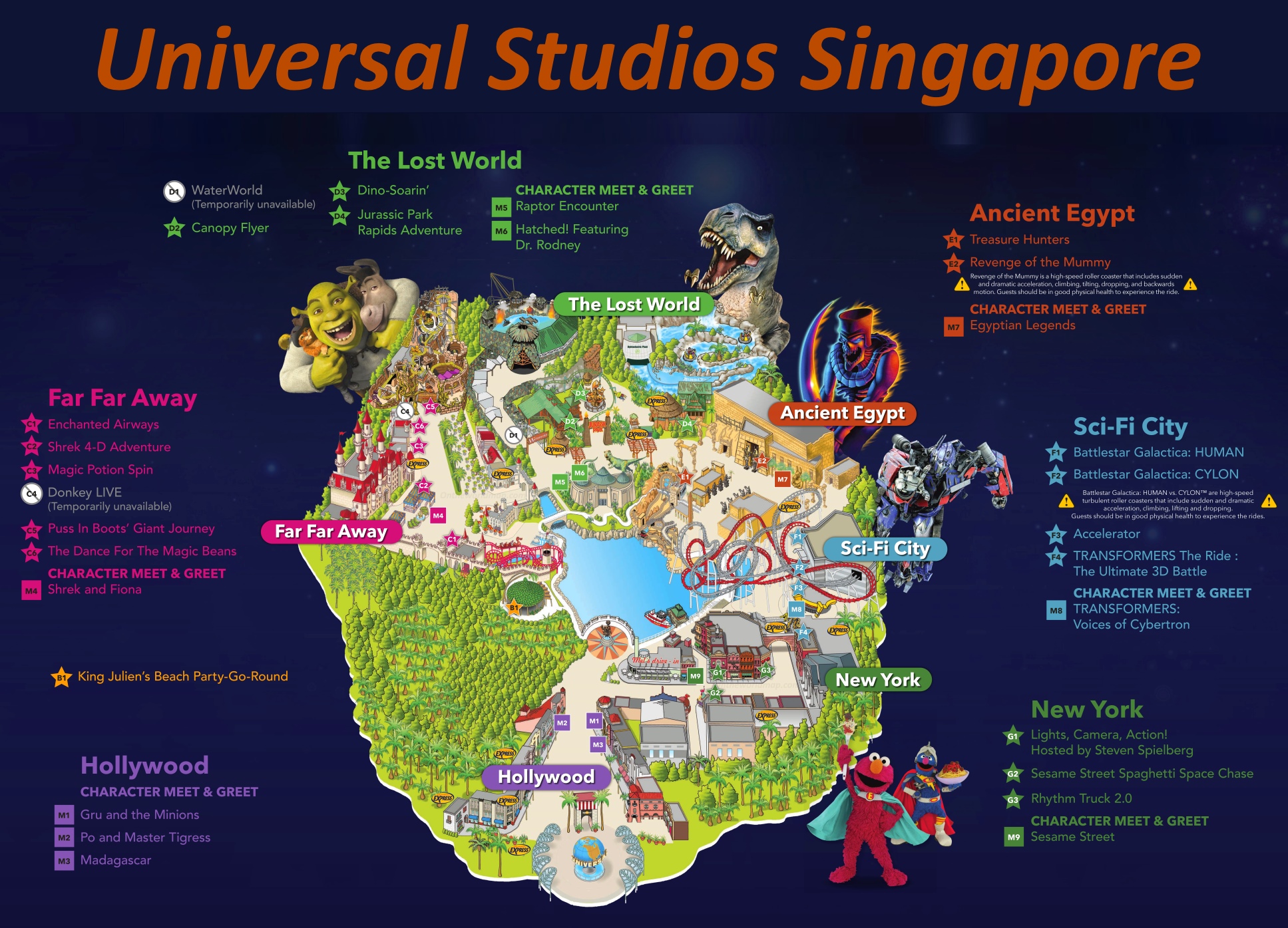 Universal Studios Singapore Map Sentosa Singapore Ontheworldmap