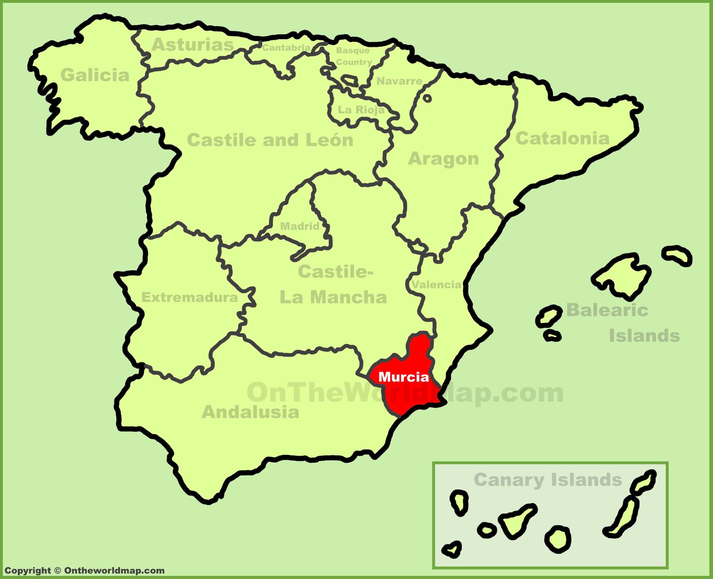 Region Of Murcia Location On The Spain Map Ontheworldmap Region Of Murcia Location On The Spain Map Ontheworldmap