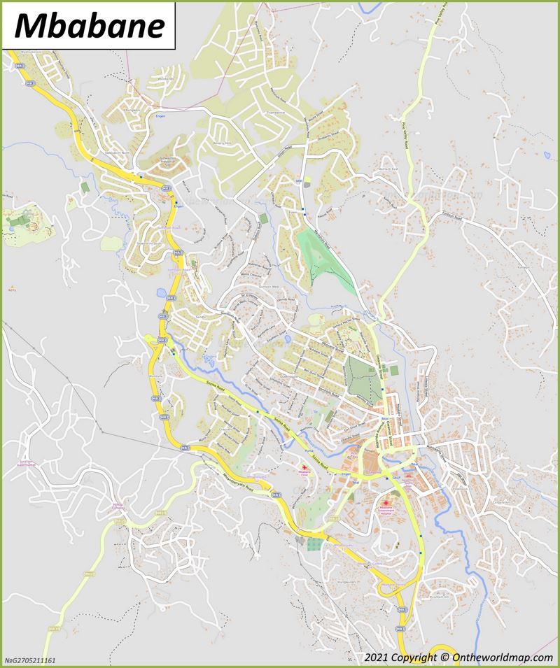 Mbabane Map | Eswatini | Detailed Maps of Mbabane