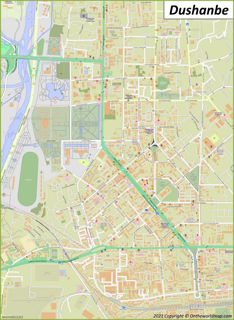 Dushanbe Map | Tajikistan | Detailed Maps of Dushanbe