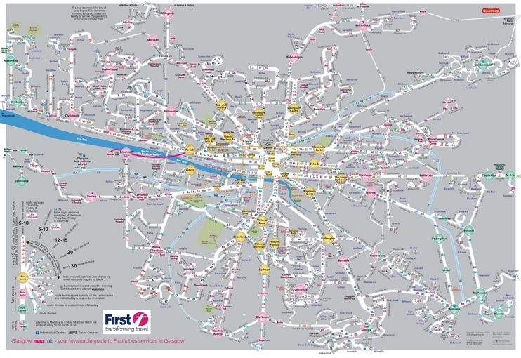 Glasgow Bus Map Ontheworldmap Glasgow Bus Map Ontheworldmap