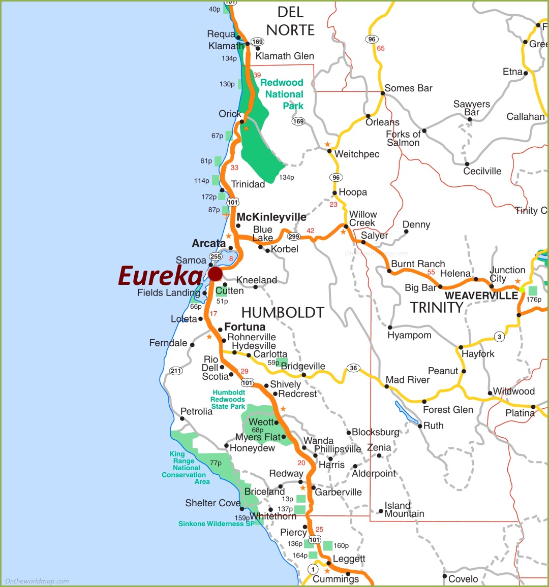 Eureka Area Road Map Ontheworldmap Eureka Area Road Map Ontheworldmap
