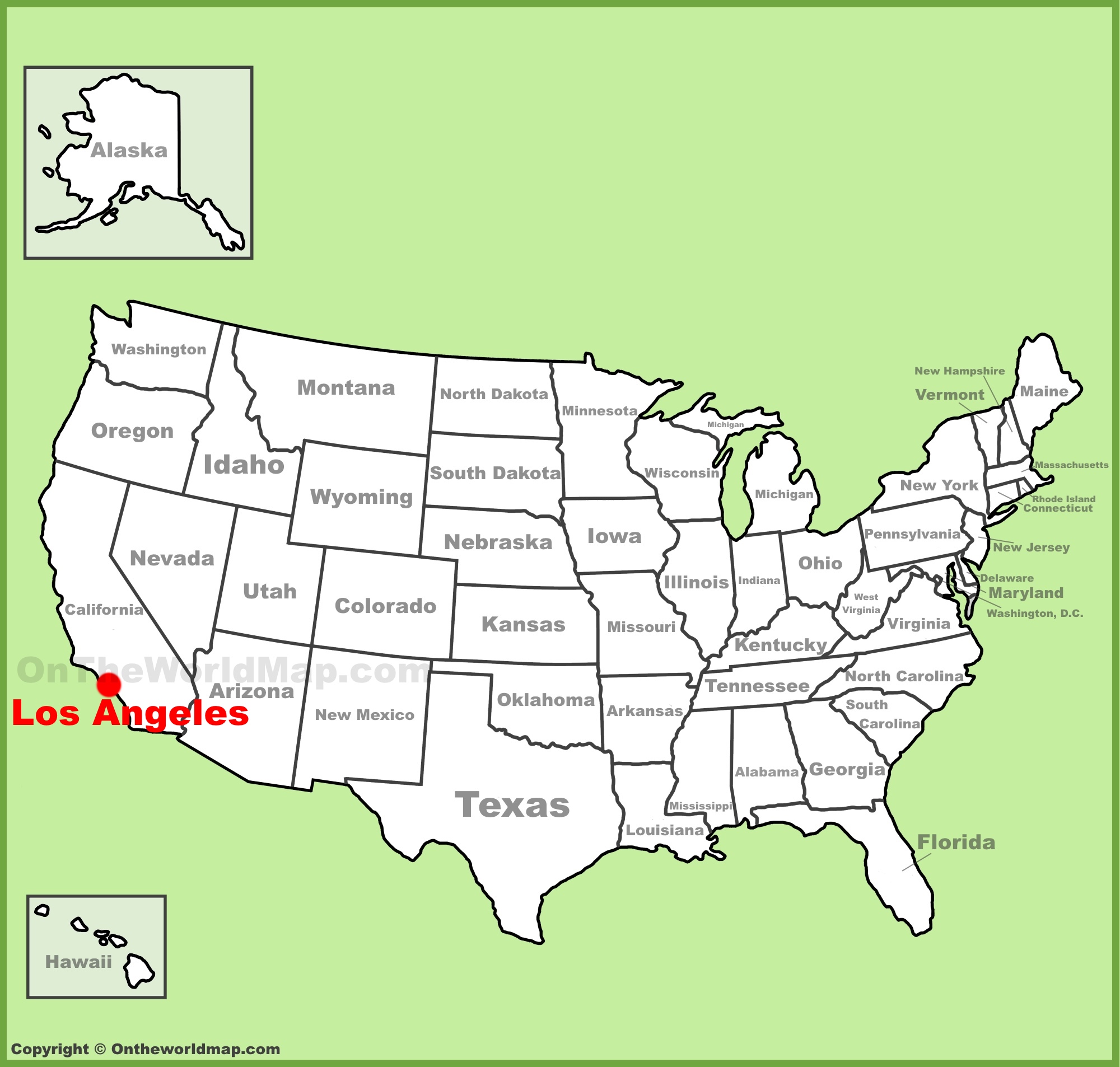 Los Angeles Location On The U S Map Ontheworldmap