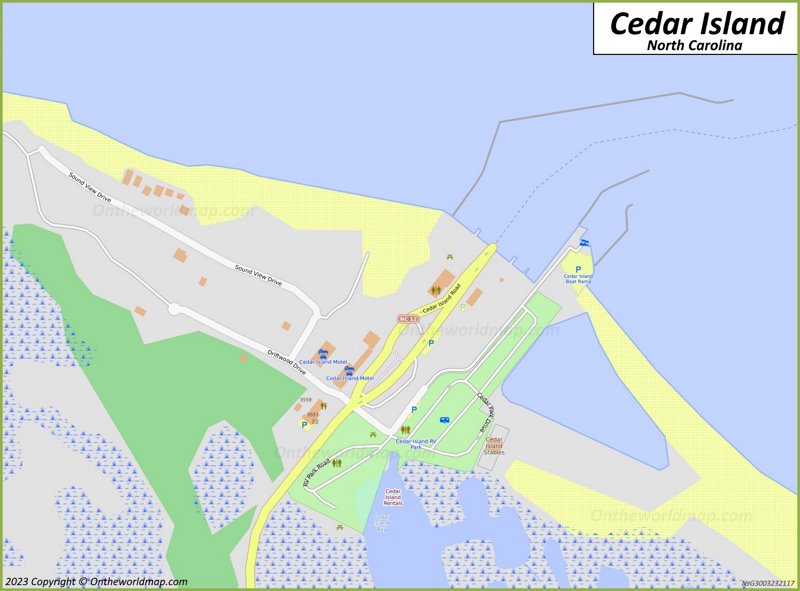 Cedar Island Map | North Carolina, U.S. | Detailed Maps of Cedar Island