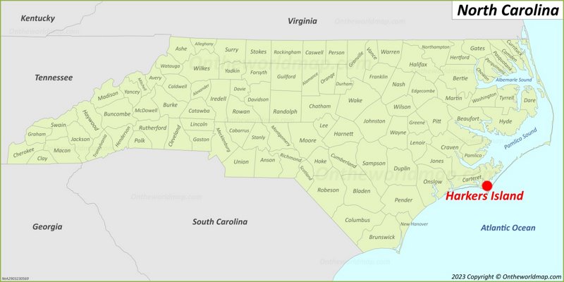 Harkers Island Map | North Carolina, U.S. | Detailed Maps of Harkers Island