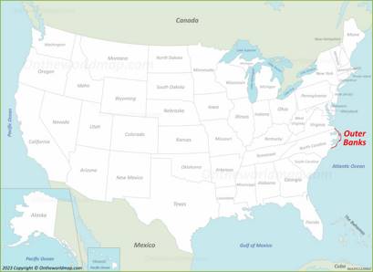 Map of The Outer Banks | North Carolina, U.S. | List of Islands and ...