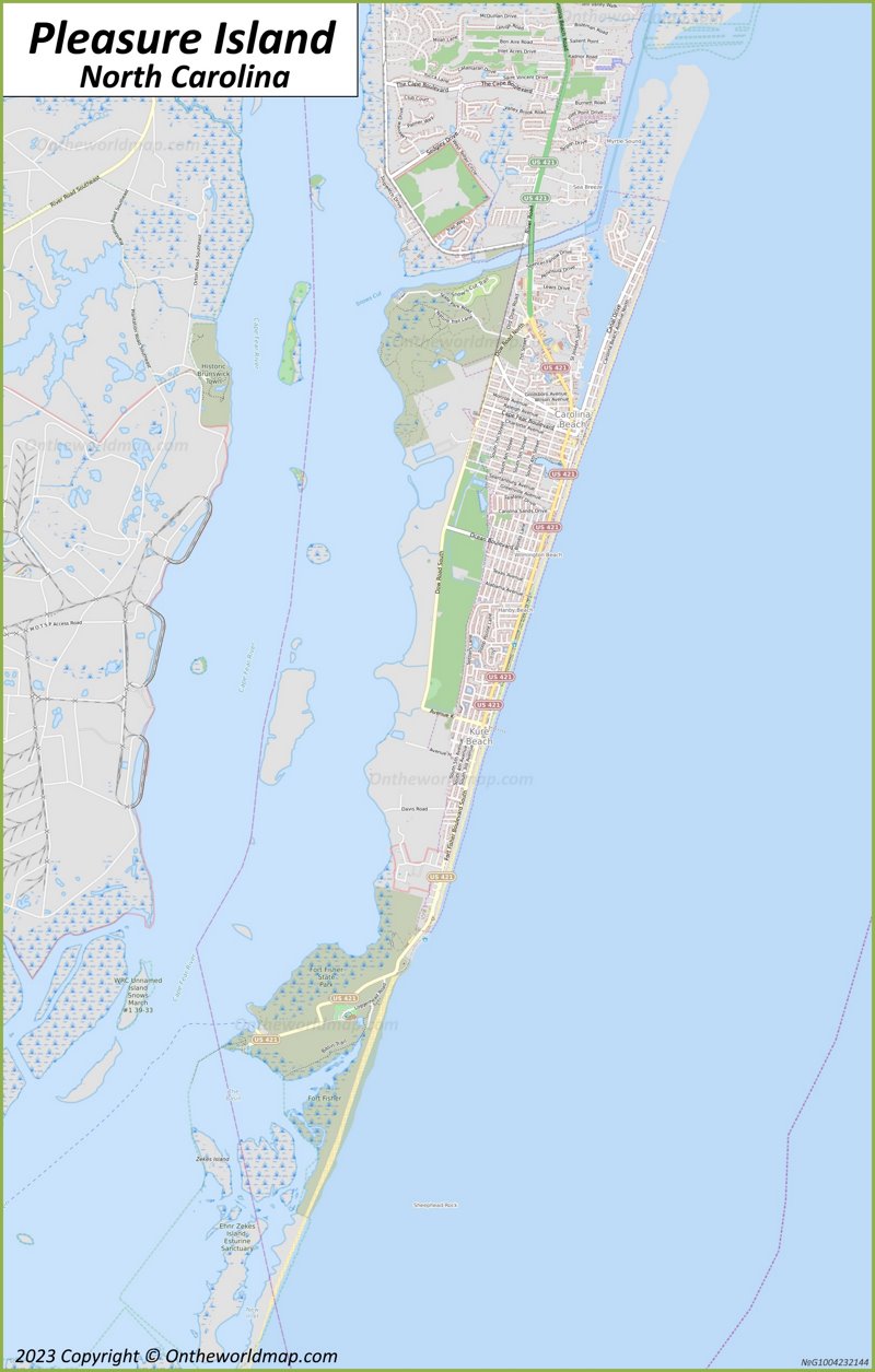 Pleasure Island Map | North Carolina, U.S. | Detailed Maps of Pleasure ...