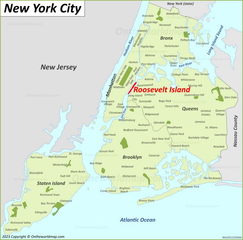 Roosevelt Island Map Manhattan New York City U S Detailed Maps