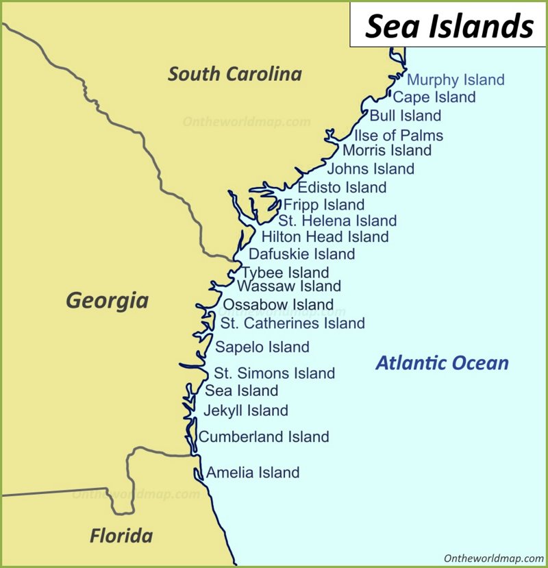Map of The Sea Islands | South Carolina, Georgia, U.S. | Detailed Maps ...