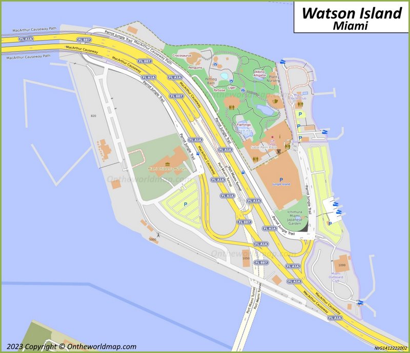 Watson Island Map | Florida, U.S. | Detailed Maps of Watson Island