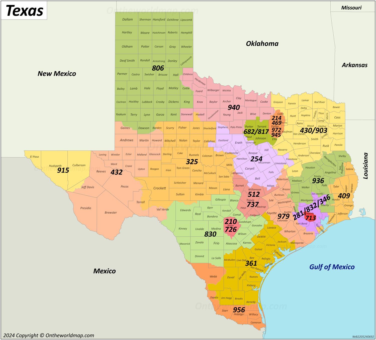 Texas Area Codes Map List Of Area Codes In Texas Ontheworldmap Texas Area Codes Map List Of Area Codes In Texas Ontheworldmap